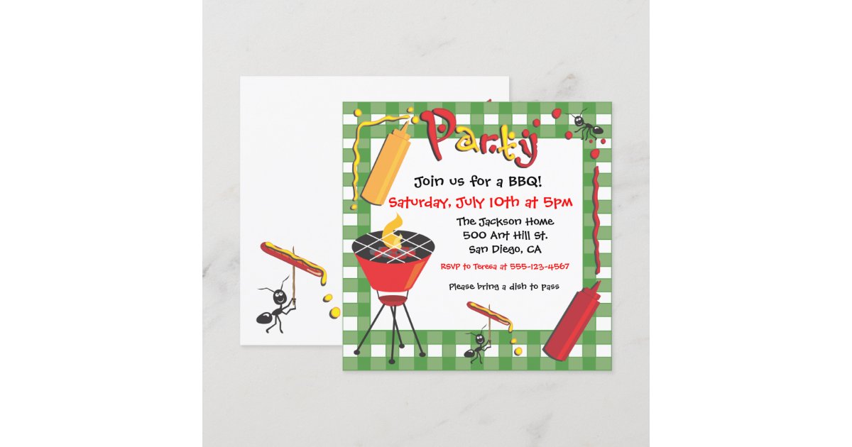 Barbecue Party Invitation with uninvited guests | Zazzle