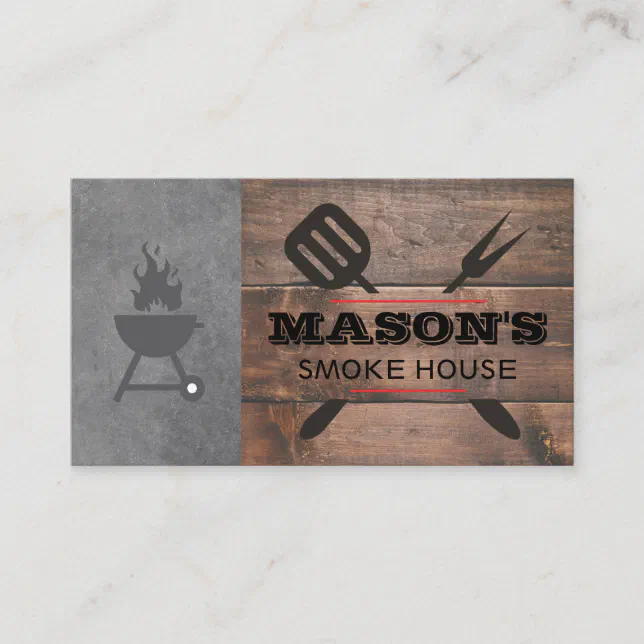 Barbecue Wood | Grill Master | Executive Chef Business Card | Zazzle