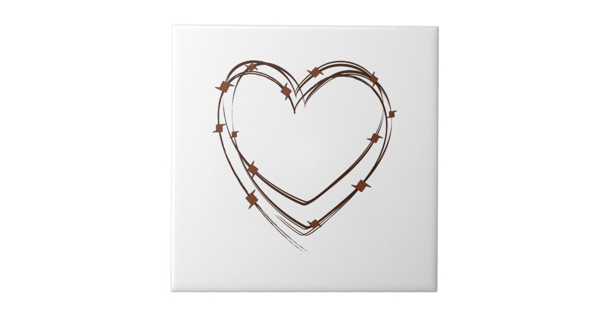 Barbed Wire Heart Ceramic Tile | Zazzle