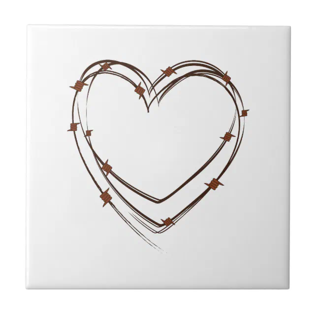 Barbed Wire Heart Ceramic Tile | Zazzle