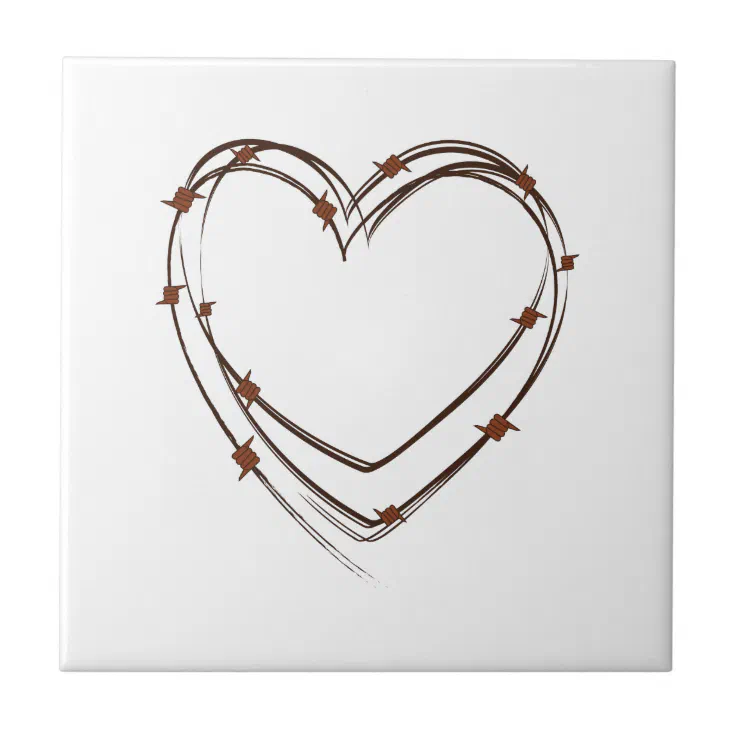 Barbed Wire Heart Ceramic Tile | Zazzle