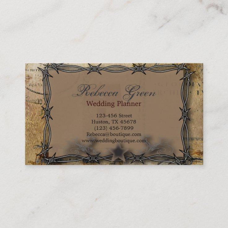 barbed wire rural western country farm business card | Zazzle