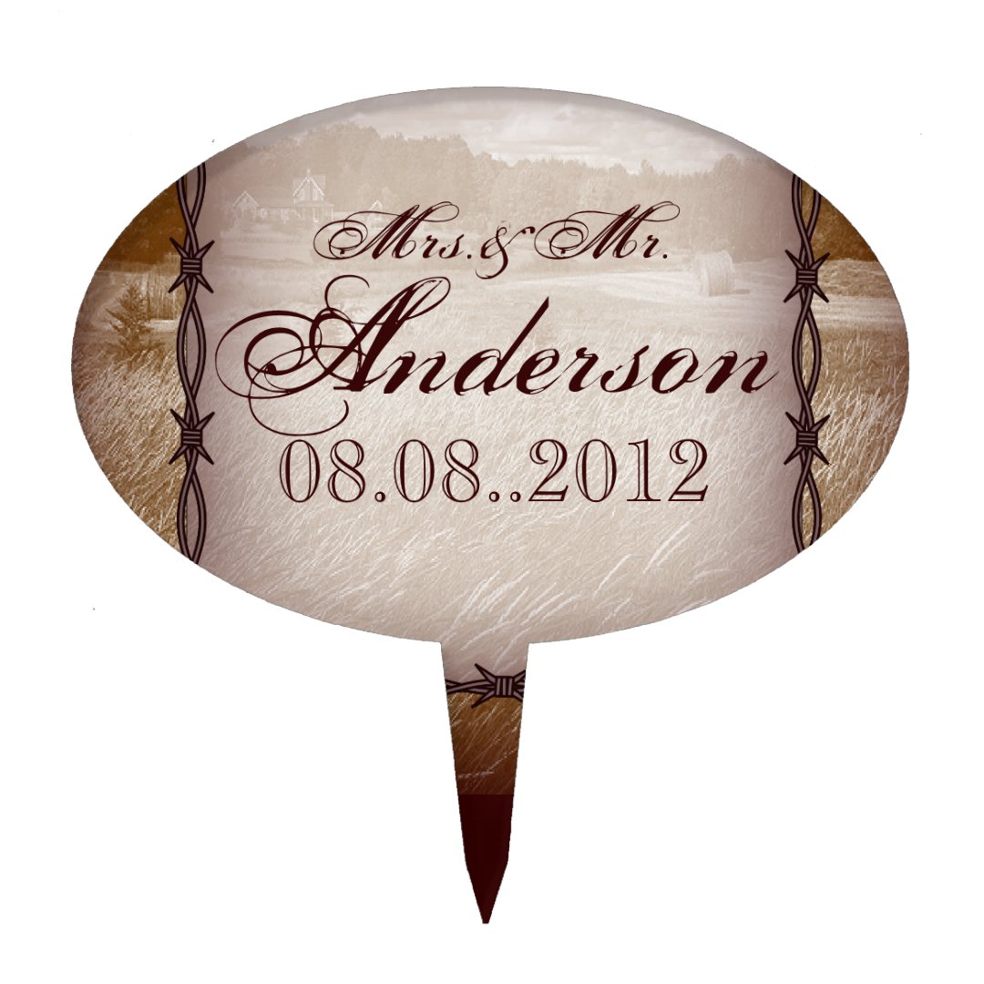 barbed wire western country wedding cake topper | Zazzle