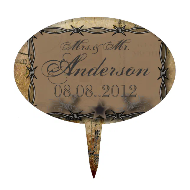 barbed wire western country wedding cake topper | Zazzle
