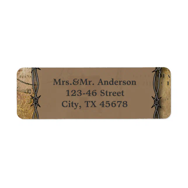 barbed wire western country wedding label | Zazzle