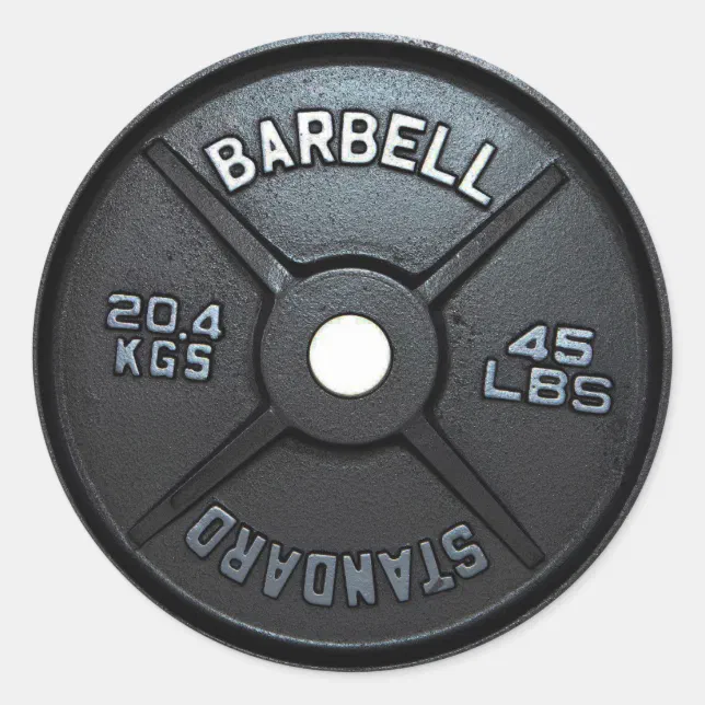 Barbell Plate Classic Round Sticker | Zazzle