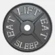 Barbell Plate - Lift, Eat, Sleep Classic Round Sticker | Zazzle