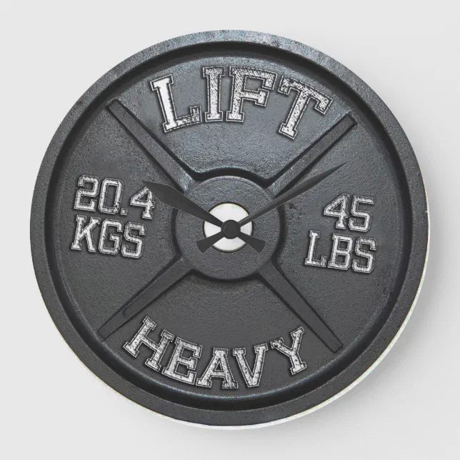 Barbell Plate Wall Clock - LIFT HEAVY | Zazzle
