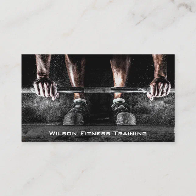 Barbell Weight Lifter Fitness Photo Business Card | Zazzle