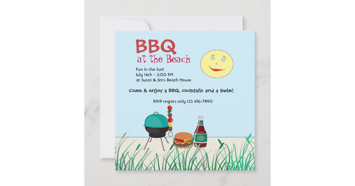 Barbeque Beach Party Invitation | Zazzle