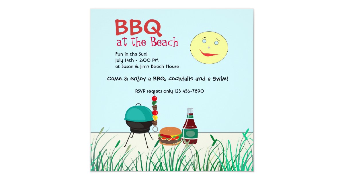 Barbeque Beach Party Invitation | Zazzle.com