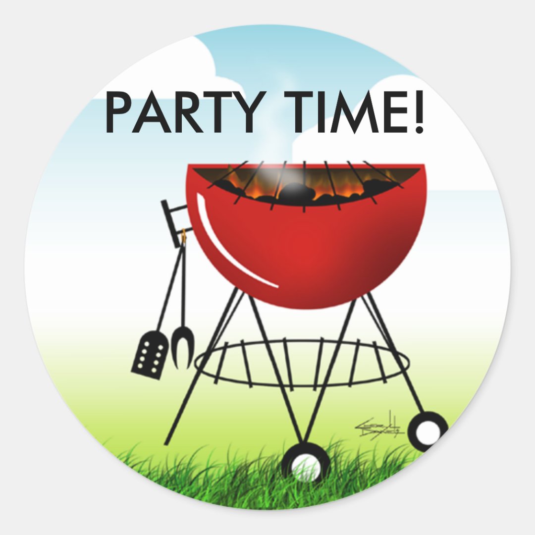 Barbeque Grill Party Time Sticker | Zazzle