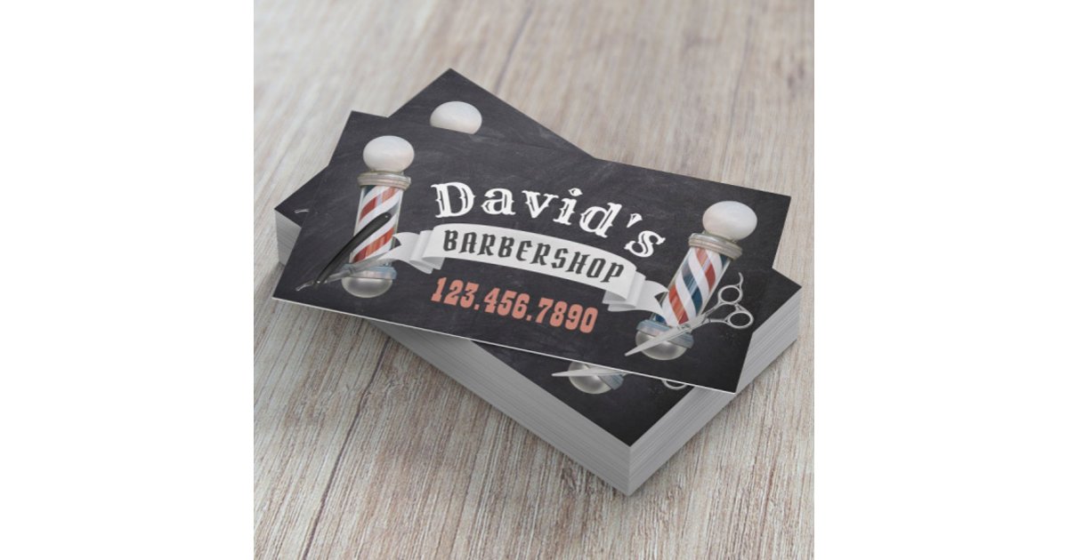 Barber Barbershop Hair Stylist Vintage Chalkboard Business Card | Zazzle