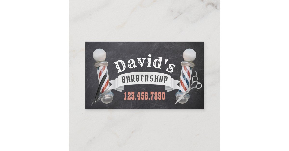 Barber Barbershop Hair Stylist Vintage Chalkboard Business Card | Zazzle