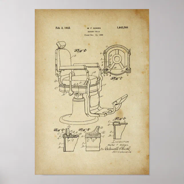Barber Chair Patent Print Barber Shop Decor Poster | Zazzle