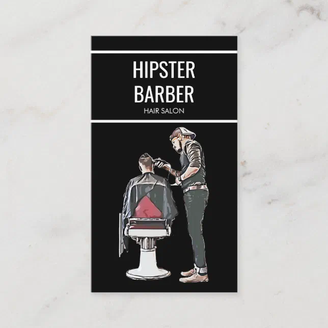 Barber Cutting Hair Illustration Business Card | Zazzle