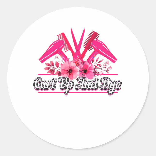 Barber Design, Scissors, Comb, Hair Dryer Classic Round Sticker | Zazzle