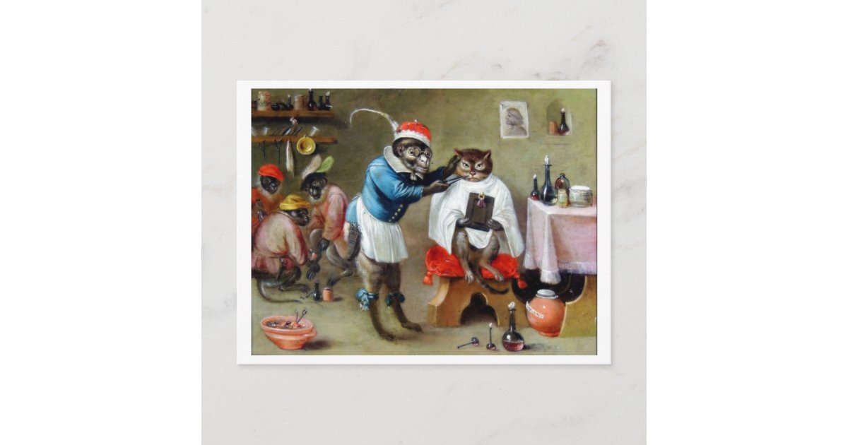 Barber Monkey Postcard | Zazzle