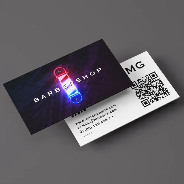 Barber Pole Red White Blue Glow Barbershop Retro Business Card | Zazzle