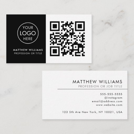 Barber Professional QR Code Logo Modern Business Card | Zazzle