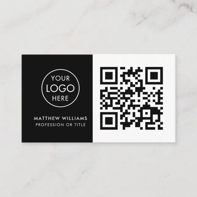 Barber Professional QR Code Logo Modern Business Card | Zazzle