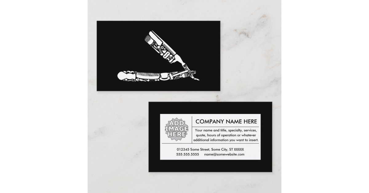 barber razor icons business card | Zazzle