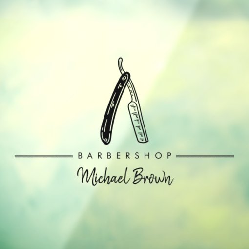 Barber Razor Logo Business Window Cling | Zazzle