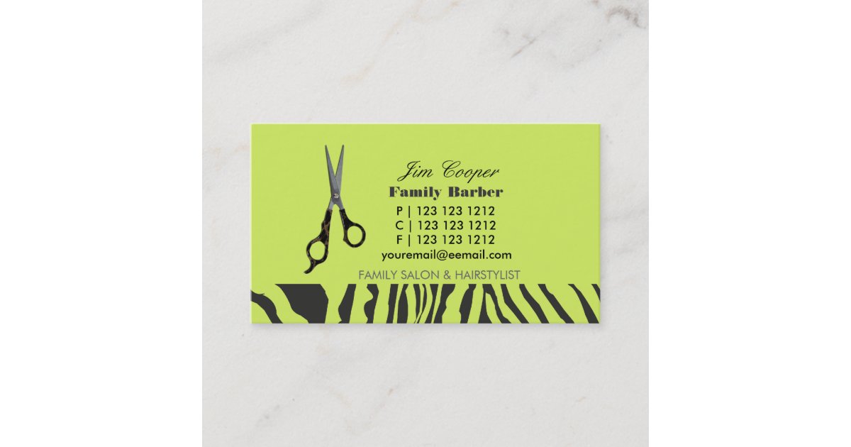 Barber Sharp Scissors Zebra Stripes Patterns Business Card | Zazzle