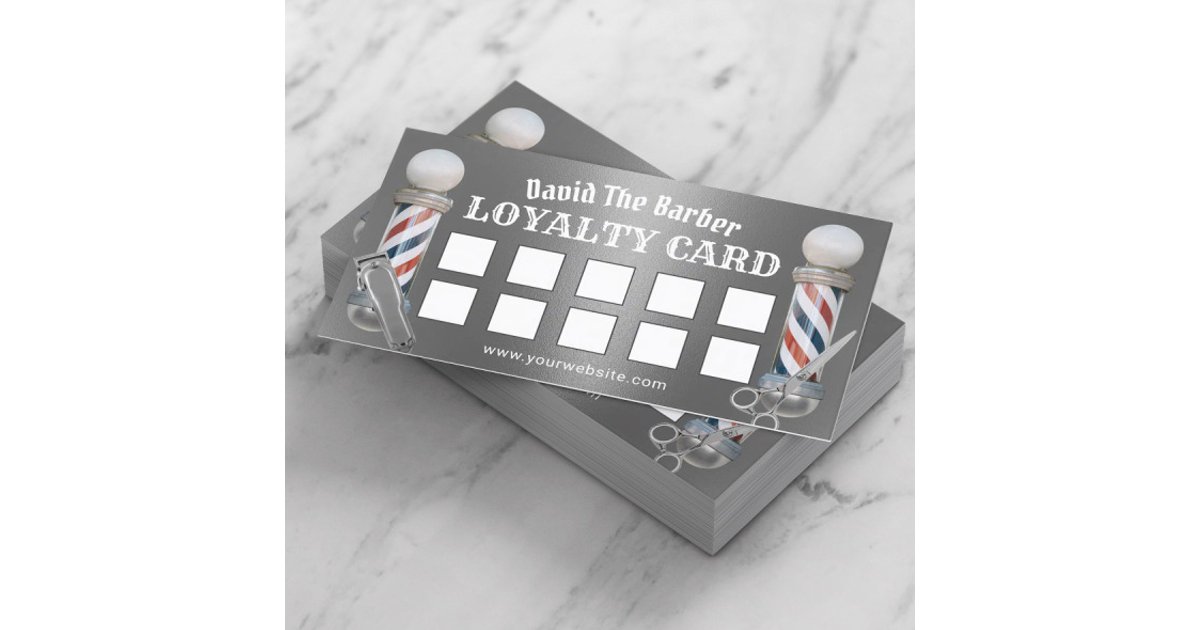 Barber Shop Barbershop Metallic Silver Loyalty | Zazzle