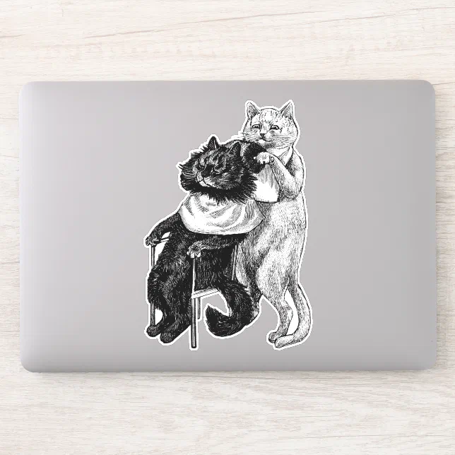 Barber shop cats animal illustration art sticker | Zazzle