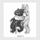 Barber shop cats animal illustration art sticker | Zazzle