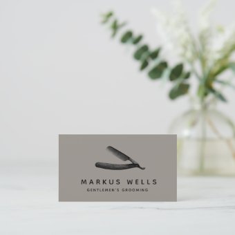 Barber Shop Cool Straight Razor Business Card | Zazzle