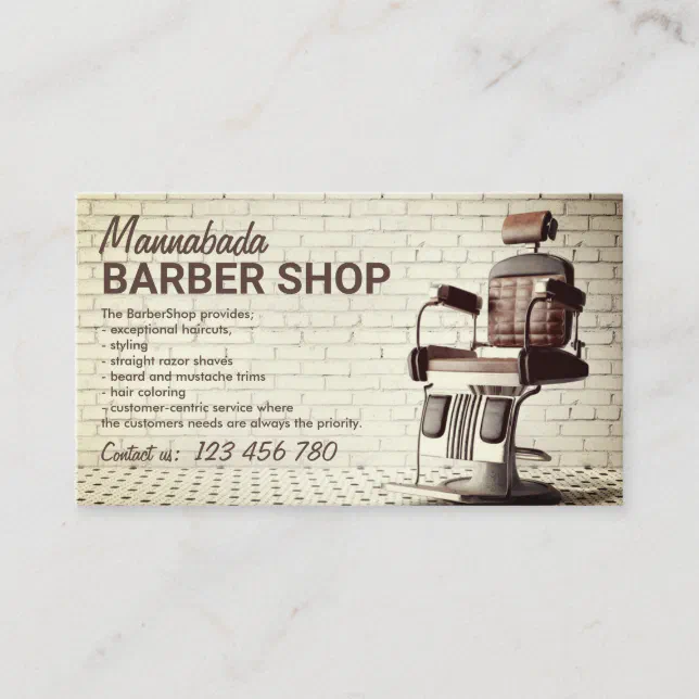 Barber shop custom photo retro business card | Zazzle