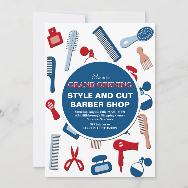 Barber Shop Grand Opening Announcement | Zazzle