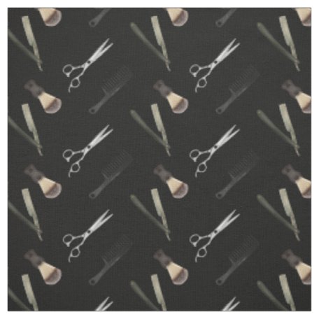 Barber Shop Hair Stylist Pattern Fabric | Zazzle
