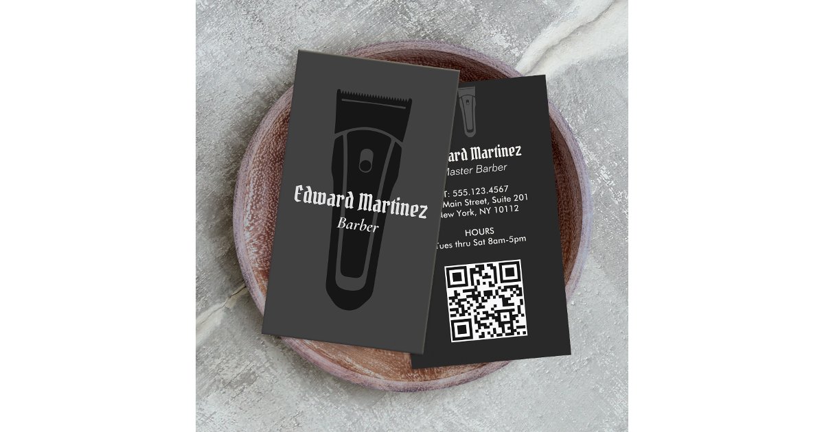 Barber Shop Hairdresser Modern Black Hair Clipper Business Card | Zazzle