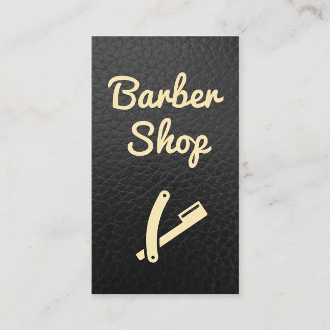 Barber Shop Leather | Shaving Blade Business Card | Zazzle