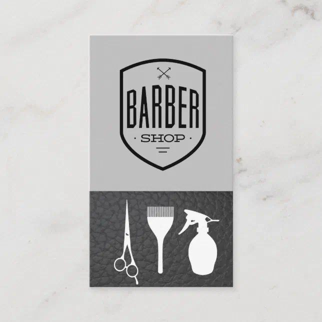 Barber Shop Leather | Shaving Blade Business Card | Zazzle