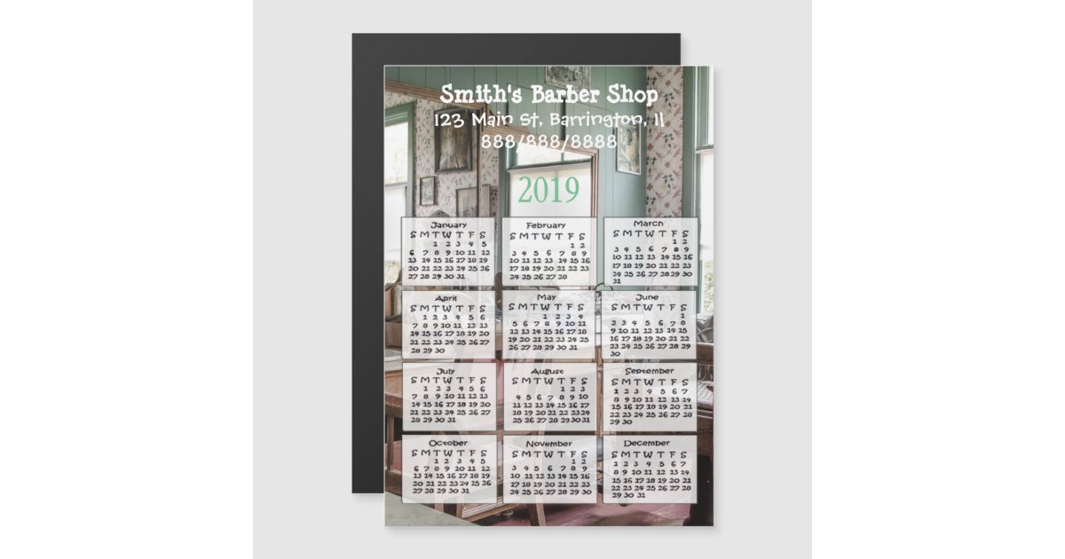 Barber Shop Mini Calendar Magnet 2019 | Zazzle