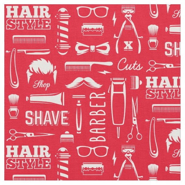 Barber Shop Pattern Fabric | Zazzle
