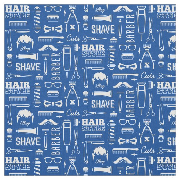 Barber Shop Pattern Fabric | Zazzle
