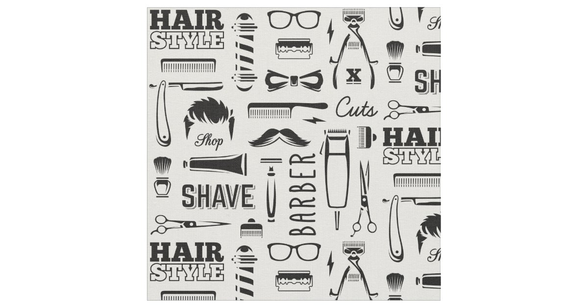 Barber Shop Pattern Fabric | Zazzle