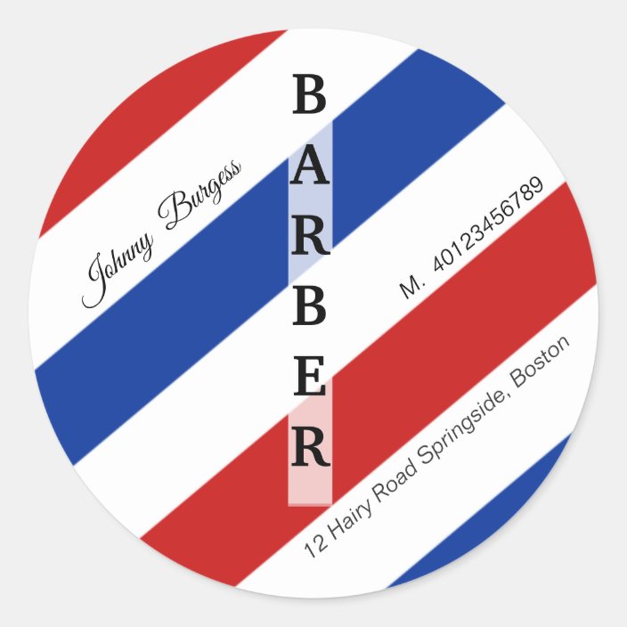 Barber Shop Pole Hairdresser Professional Modern Classic Round Sticker ...