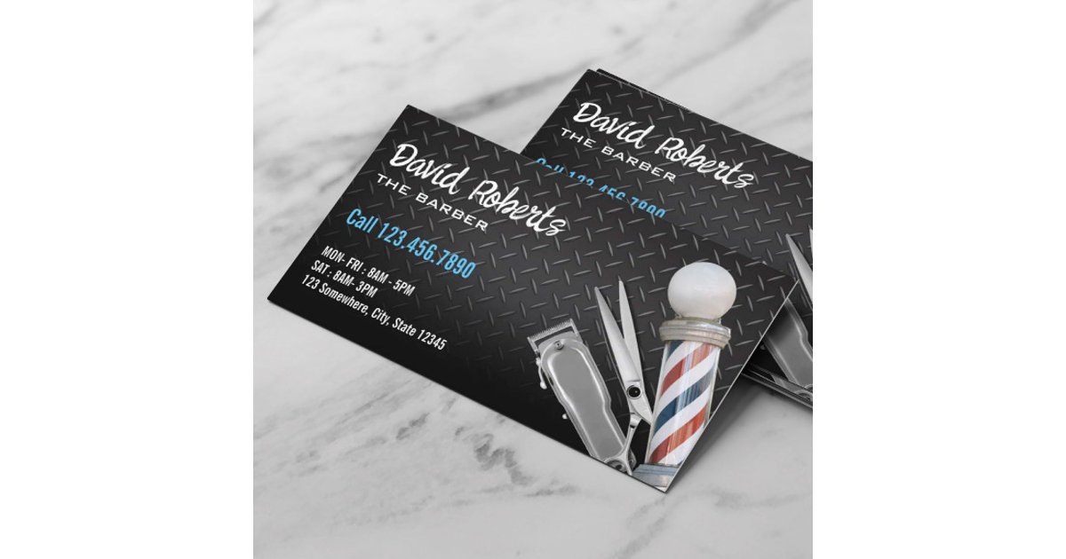 Barber Shop Professional Hair Clipper Dark Metal Business Card | Zazzle