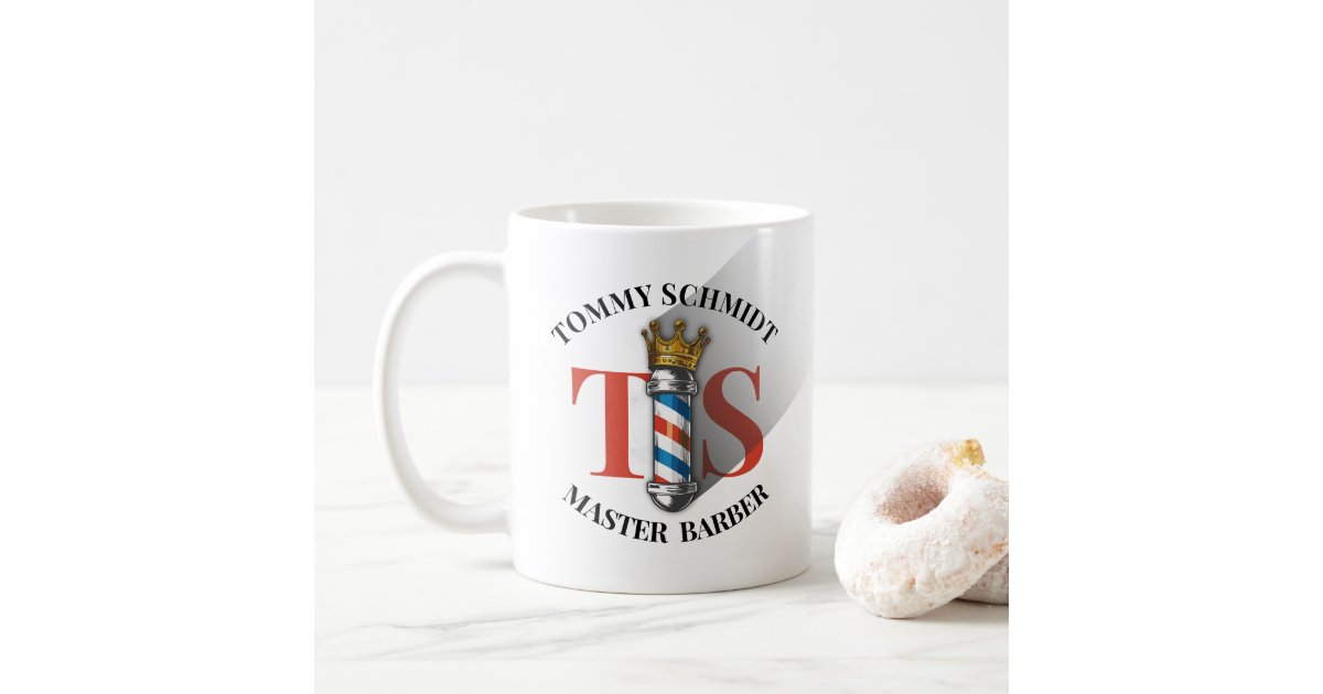 Barber Shop Royal Crown Barber Pole Hair Salon QR Coffee Mug | Zazzle