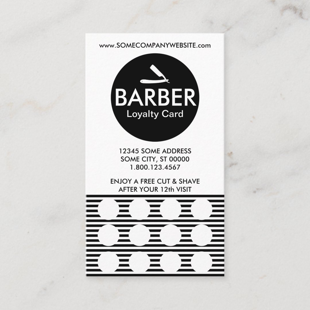 BARBER stripe stamp card | Zazzle