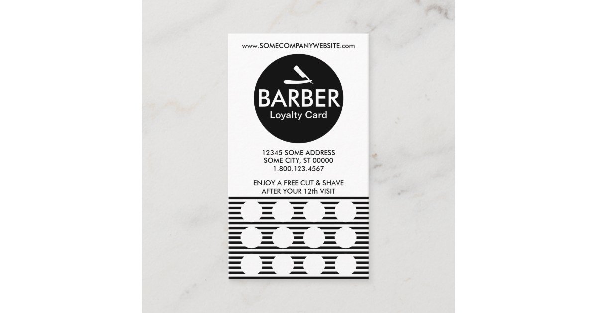 BARBER stripe stamp card | Zazzle