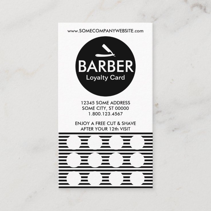 BARBER stripe stamp card | Zazzle