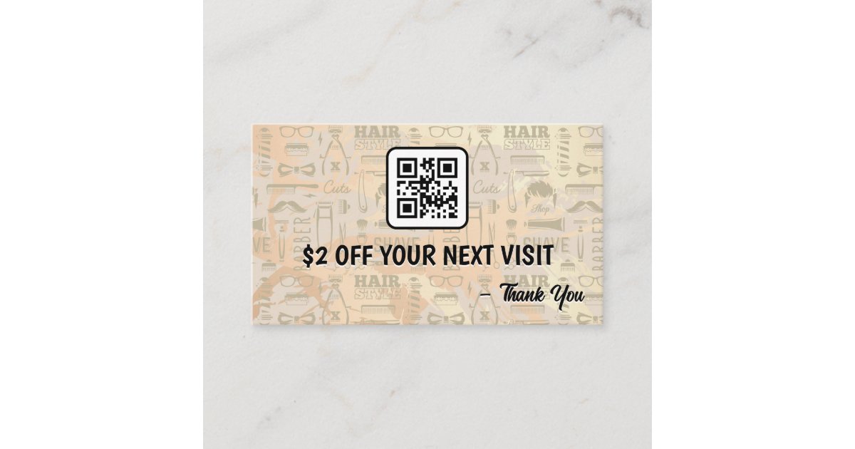 Barber Tools Pattern | Discount QR Code Business Card | Zazzle