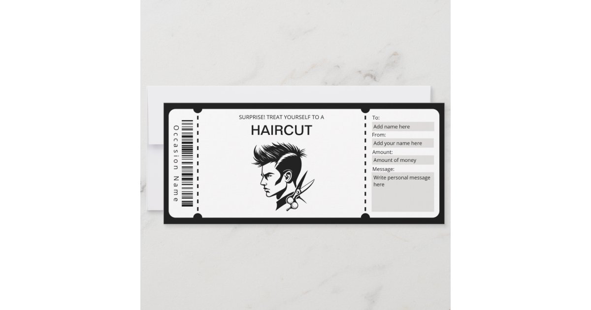 Barber Voucher Template, Haircut Gift Certificate Invitation | Zazzle